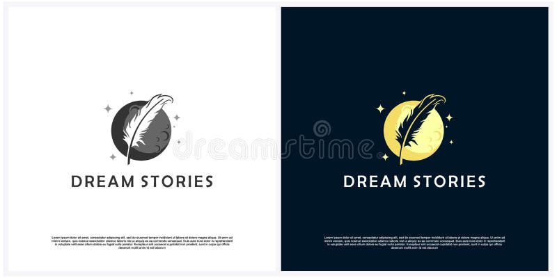 Creative Moon Logo with Feather Design Template. Premium Vector Dream ...