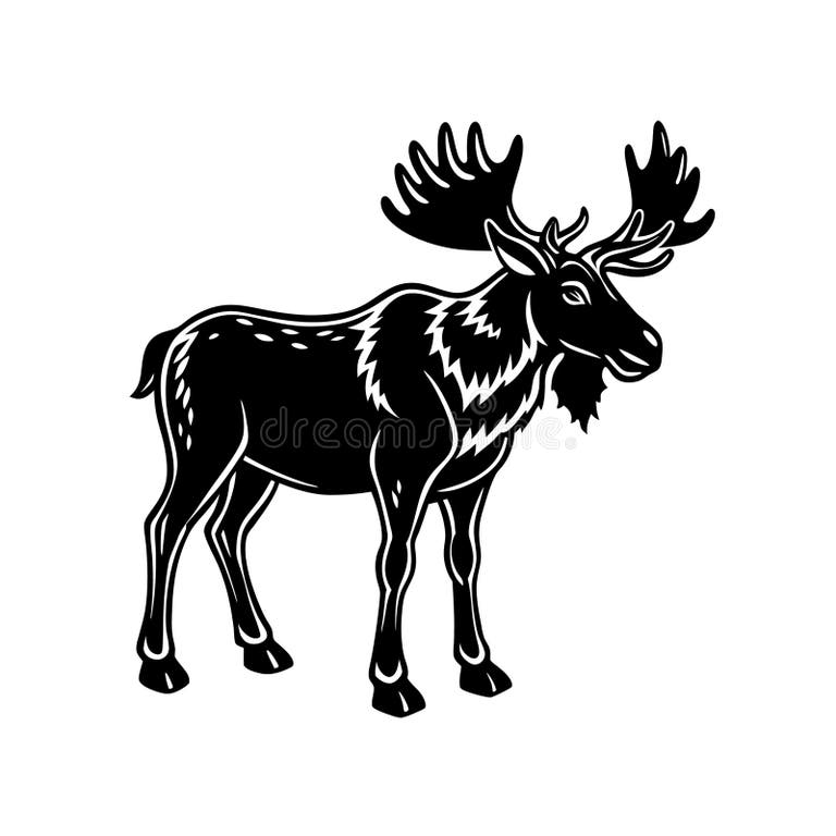 Creative Moose Linocut Arts Template Stock Image - Illustration of icon ...