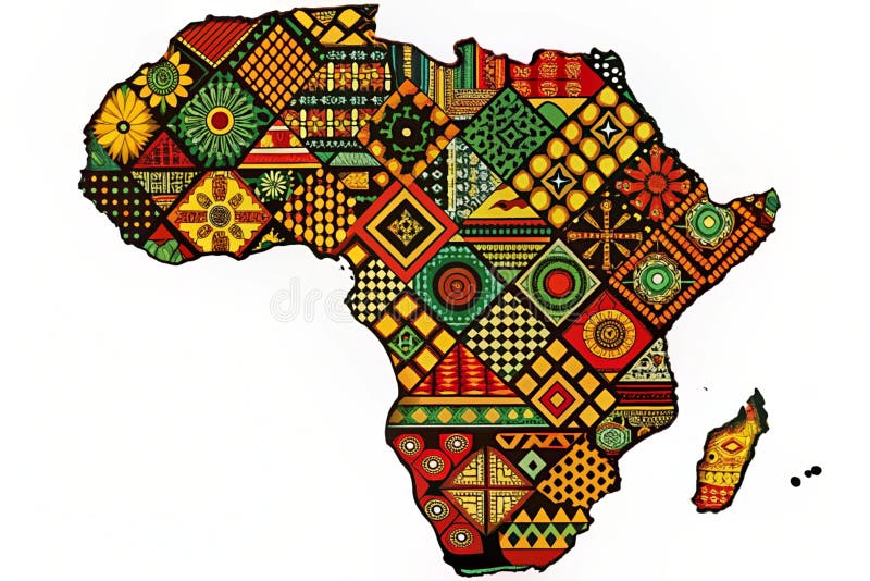 Creative Mosaic of Bold African Inspired Patterns within the Shape of ...
