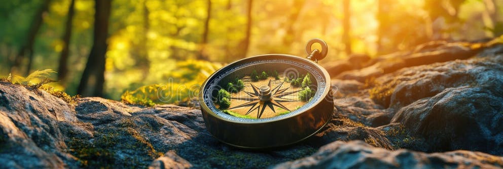 Creative Mountain Compass Displaying Forest Paths, Inspiring Adventure ...