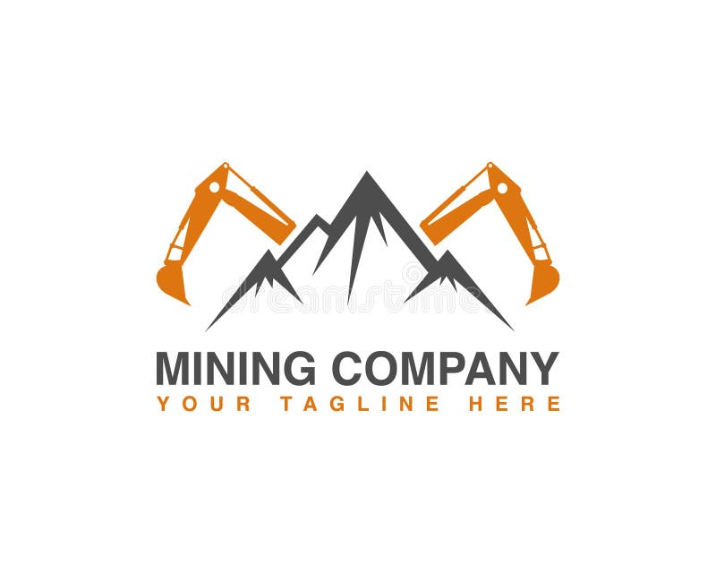 Creative Mountain Mining Vector Logo with Excavator. Stock Vector ...