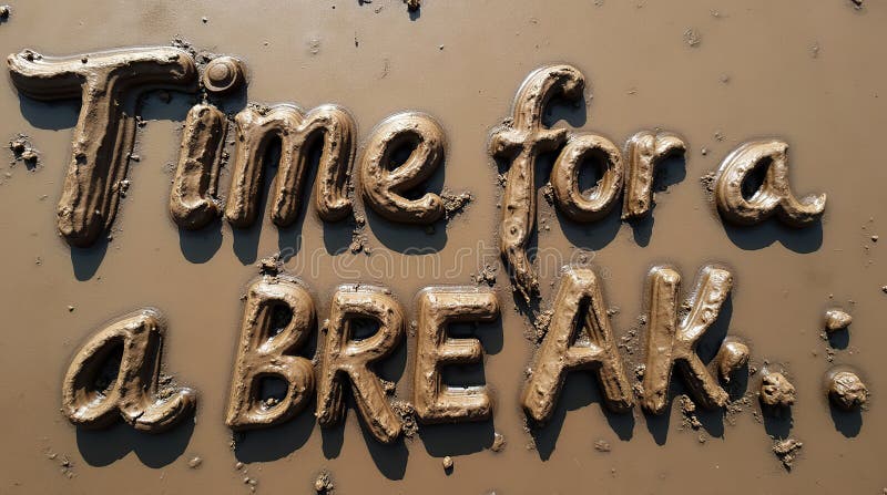Time for a Break Message Written in Wet Mud Stock Illustration ...