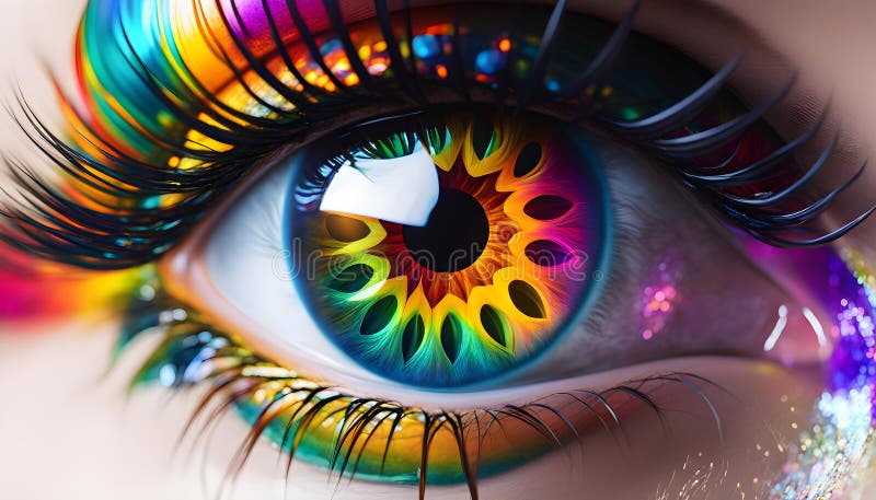 Creative Multi-colored Eye of the Human Eyeball, Showing Creativity and ...