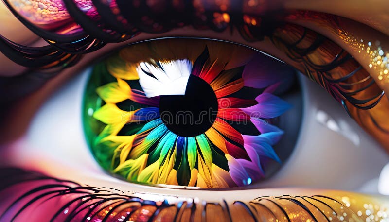 Creative Multi-colored Eye of the Human Eyeball, Showing Creativity and ...