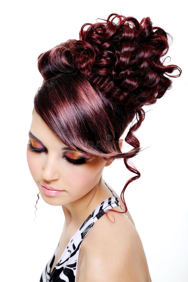 Creative Multicolored Hairstyle Stock Photo - Image of hairstyle, close ...