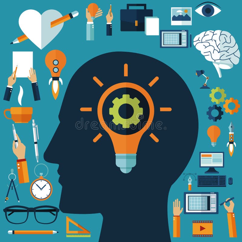 Creative Multimedia Ideas Icons Stock Vector - Illustration of gear ...