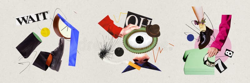 Creative Multiple Banner. Contemporary Art Collage of Time Management ...