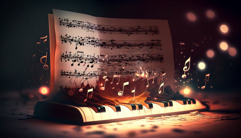 Creative Music Background with Notes and Keys, Generative AI. Stock ...