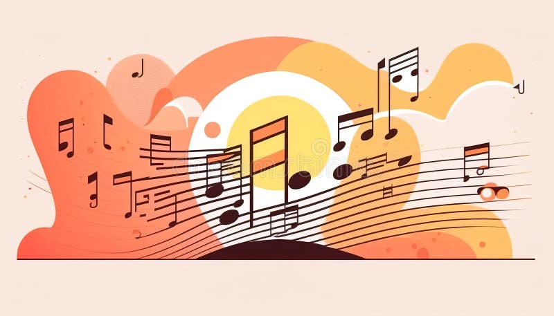 Creative Music Staff with Notes, Generative AI. Stock Illustration ...