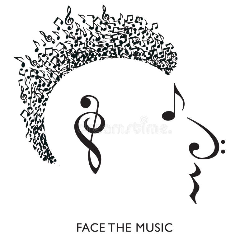 A Creative Musical Face in Profile Stock Illustration - Illustration of ...