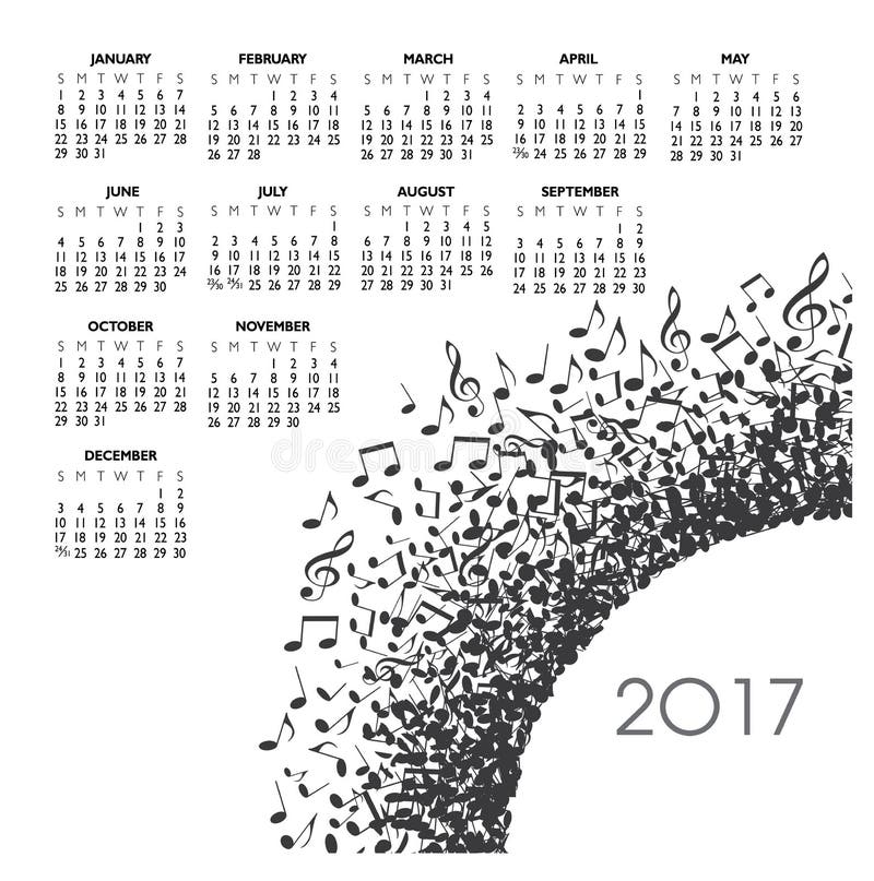 2017 Creative Musical Note Calendar Stock Vector - Illustration of ...