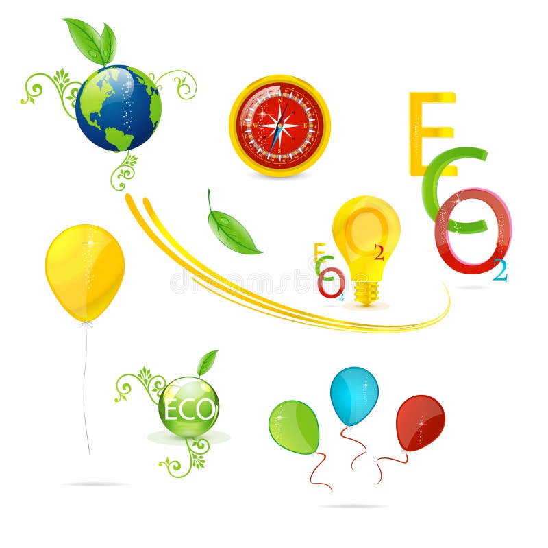 Creative Nature and Eco Symbols Set Stock Illustration - Illustration ...