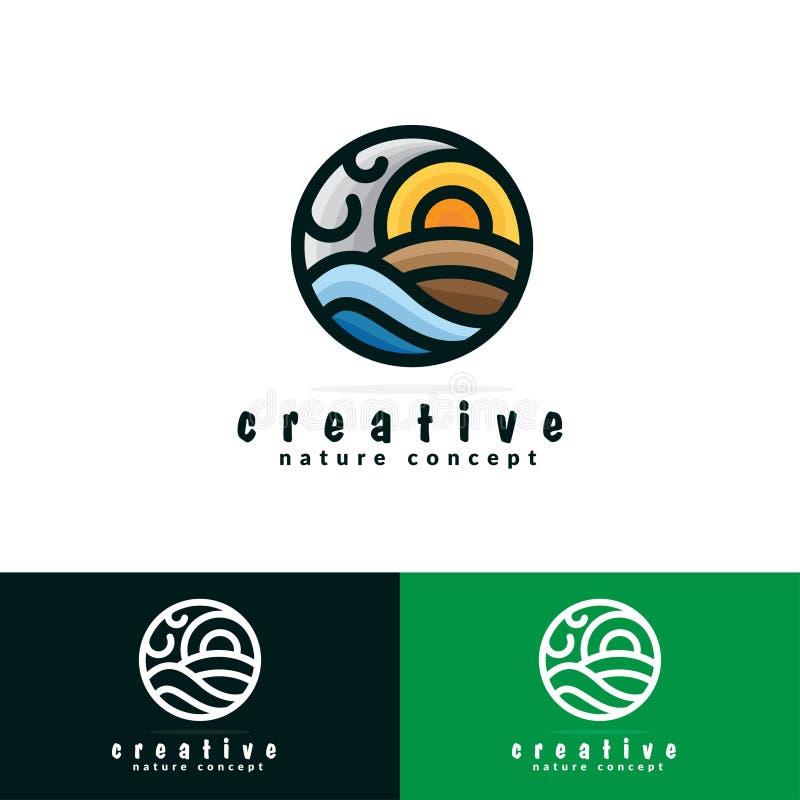 Creative Nature Logo Design, Earth Element Logo Concept, Modern Vector ...