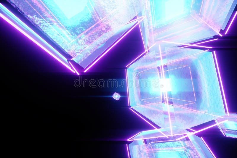 Creative Neon Blockchain Concept Background. Cryptography, Learnability ...