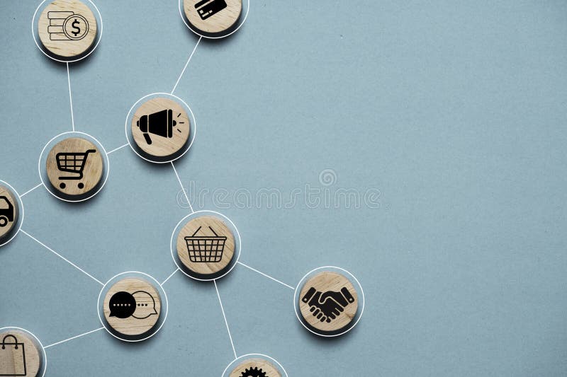 A Creative Network of Icons Representing Various Aspects of E-commerce ...