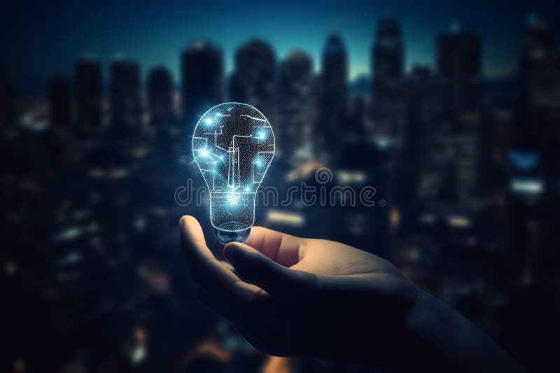 Creative, New Ideas and Innovation, Hand Holding Light Bulb and Smart ...