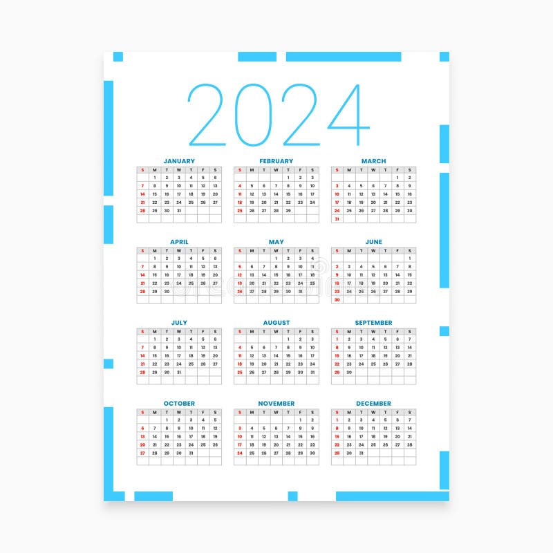 Creative 2024 New Year Calendar Layout Organize Time and Tasks Stock ...