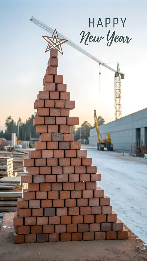 Creative New Year Card for Construction Workers. a Stack of Bricks in ...
