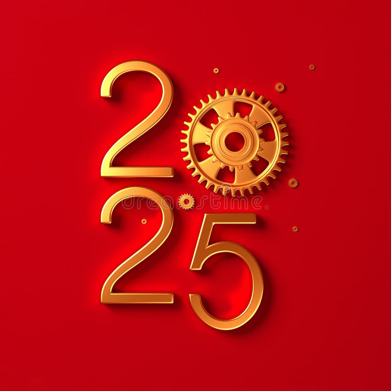 Creative 2025 New Year Design Template with Cogwheels. Stock ...