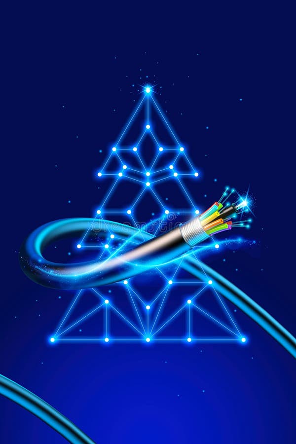 Creative New Year Design Template with Fiber Optic Cable and an ...