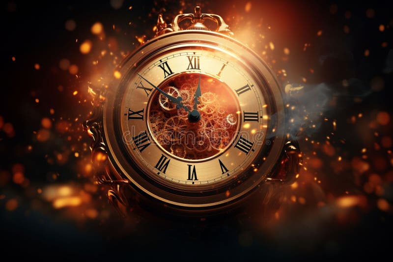 Creative New Years Concept with a Clock Striking Stock Illustration ...