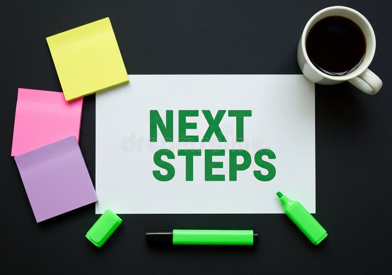 Creative Next Steps Concept on Paper with Sticky Notes Stock ...