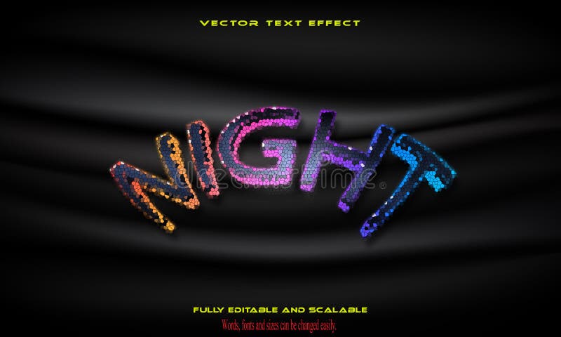 Night text effect design stock vector. Illustration of label - 261584906