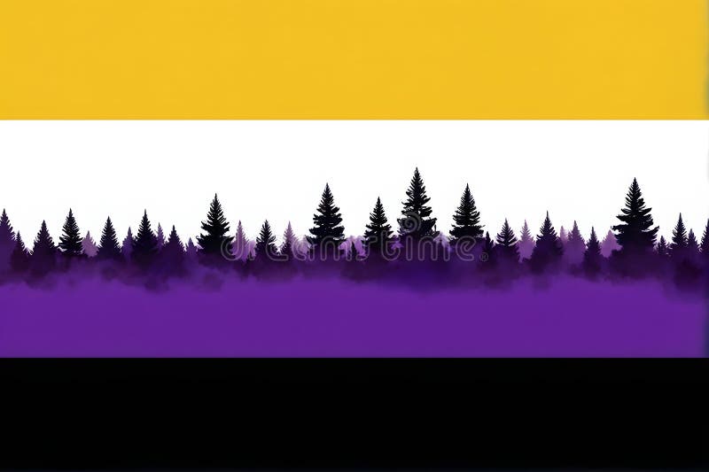 Creative Non-binary Flag Fir Trees Forest Silhouettes Wallpaper Stock ...