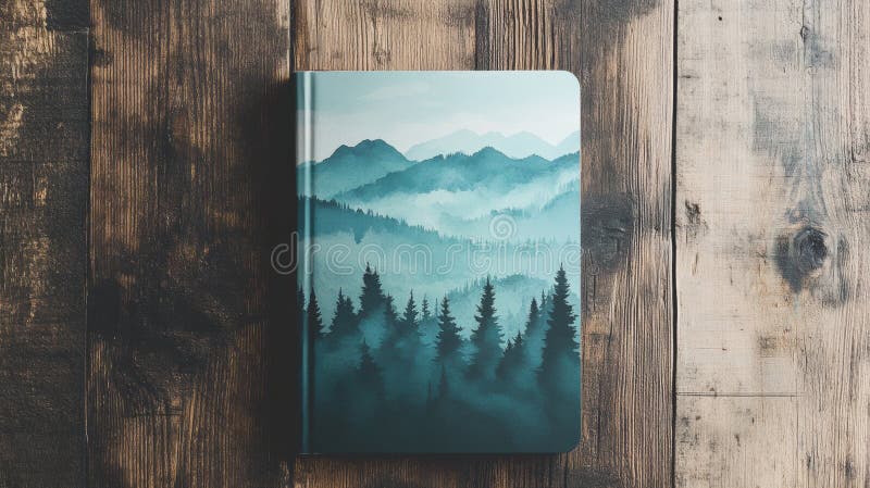 Creative Notebook Featuring Layered Mountain Forest Cover Design with ...