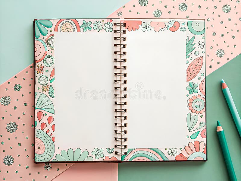 Creative Notebook with Vibrant Borders Stock Illustration ...