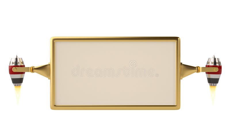 Creative Notice Board Jet Engine on Gold Board 3D Illustration Stock ...