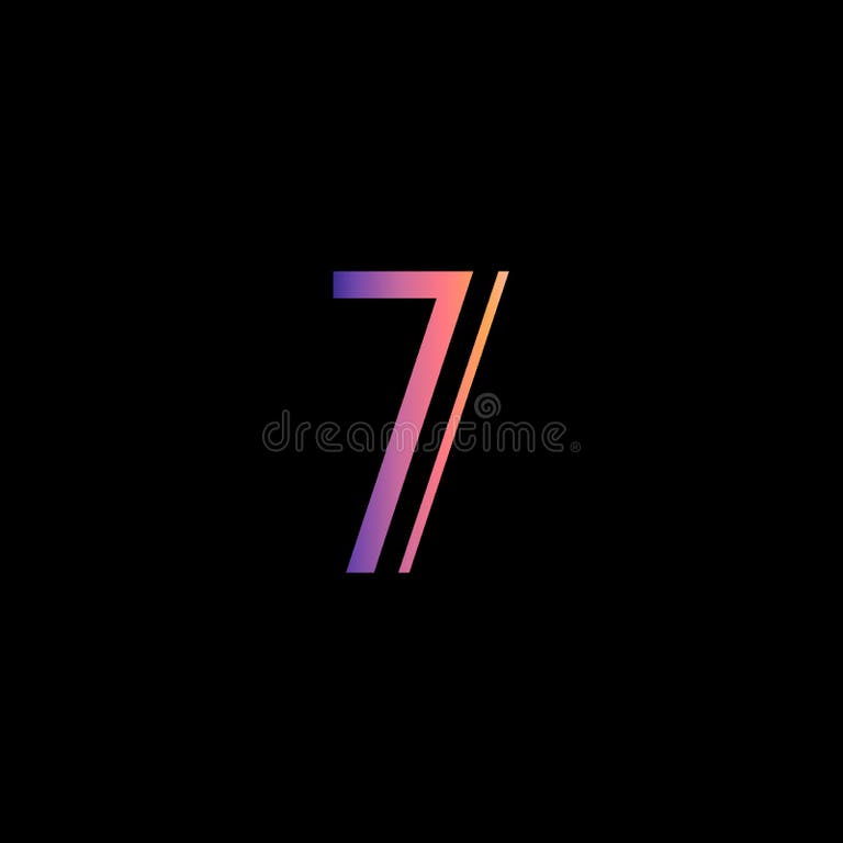 A Creative Number 7 Design in Black Background Stock Illustration ...