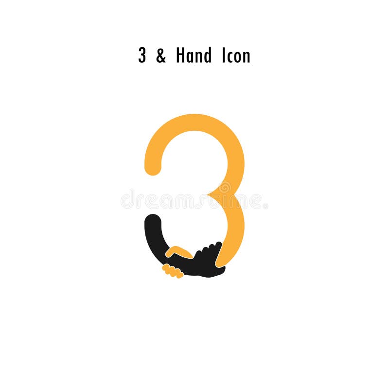 Creative 3- Number Icon Abstract and Hands Icon Design Vector Te Stock ...