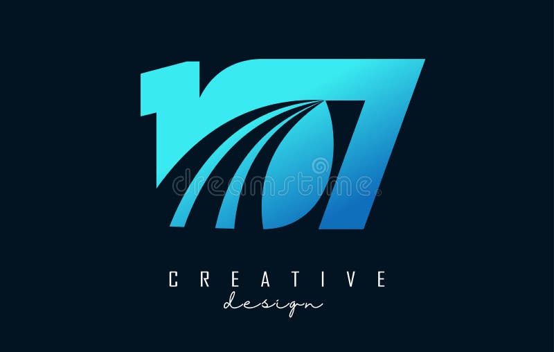 Creative Number 107 Logo with Leading Lines and Road Concept Design ...