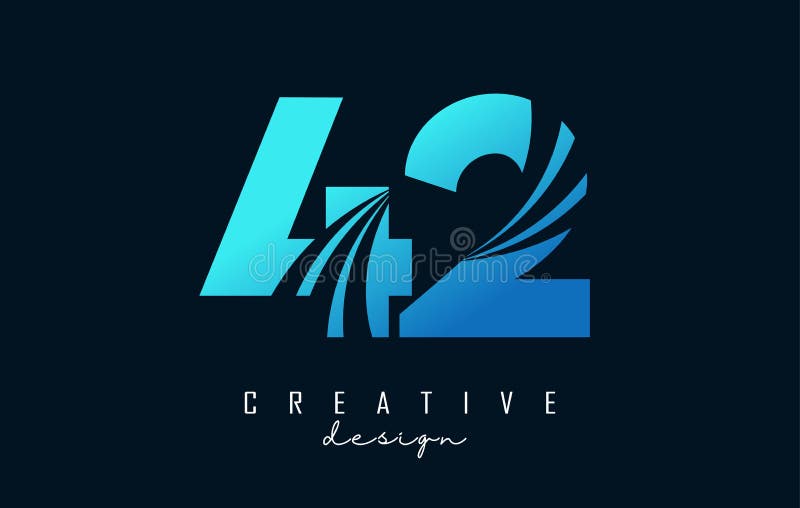 Creative Number 42 4 2 Logo with Leading Lines and Road Concept Design ...