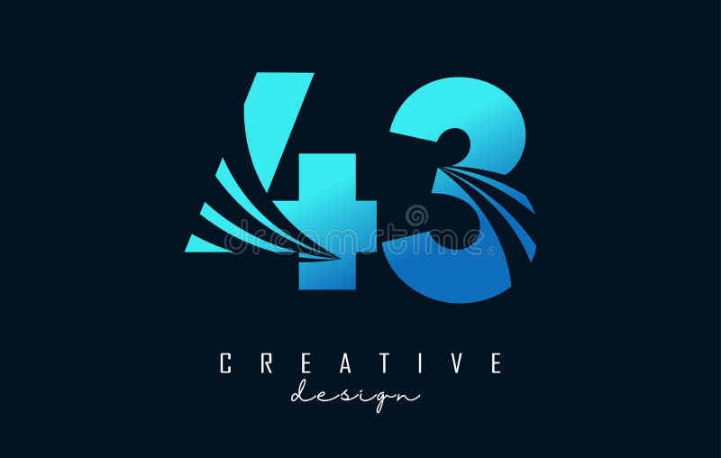 Creative Number 43 4 3 Logo with Leading Lines and Road Concept Design ...