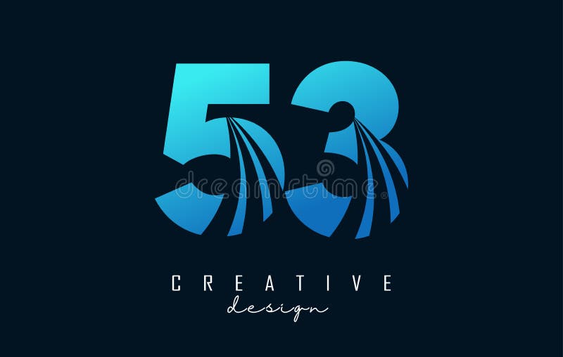 Creative Number 53 5 3 Logo with Leading Lines and Road Concept Design ...