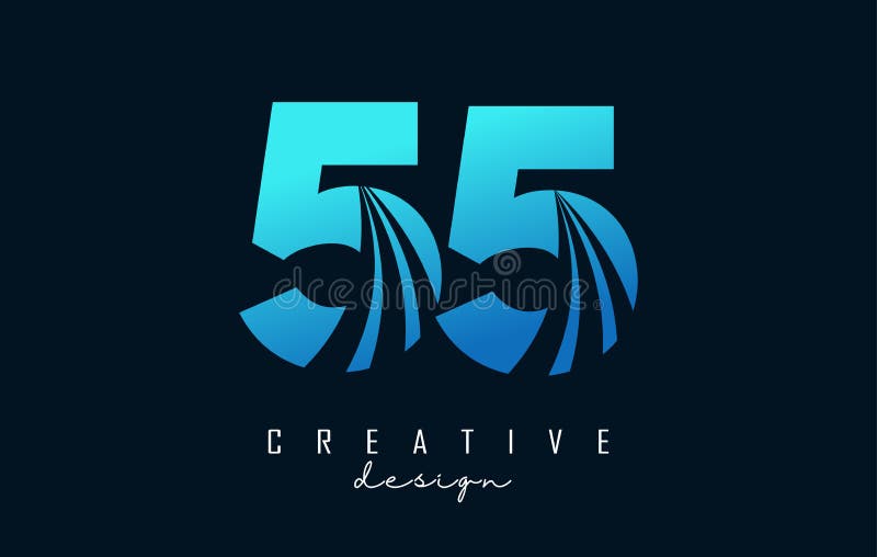 Creative Number 55 5 Logo with Leading Lines and Road Concept Design ...