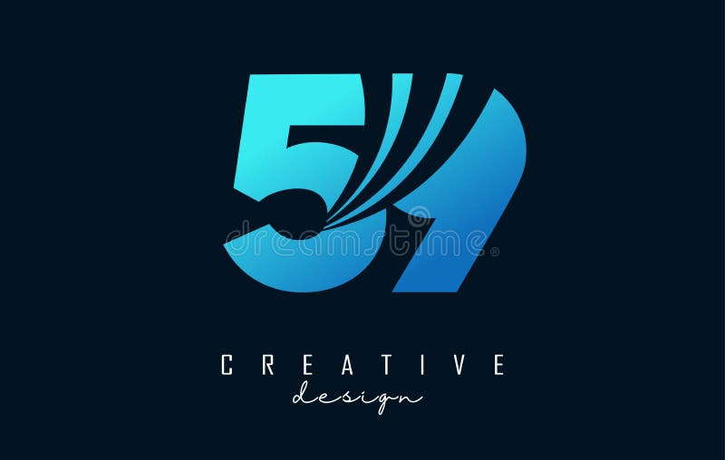 Creative Number 59 5 9 Logo with Leading Lines and Road Concept Design ...