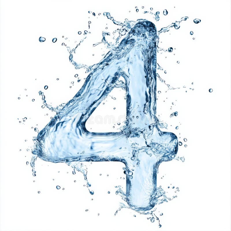 A Creative Number 4 Made Entirely from Cascading Water Splashes, with ...