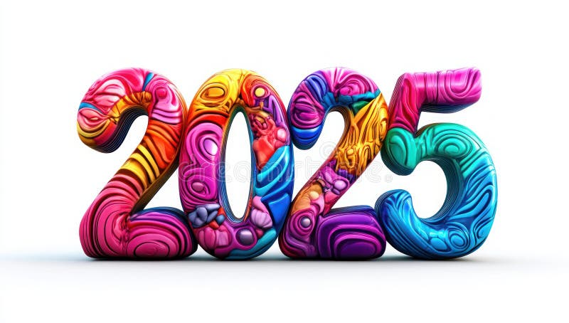 Creative 2025 Numbers with Artistic Elements Stock Illustration ...