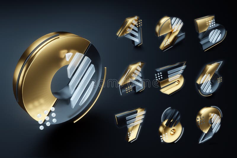 Creative Numbers Set on a Dark Background, Modern Design, Magazine ...