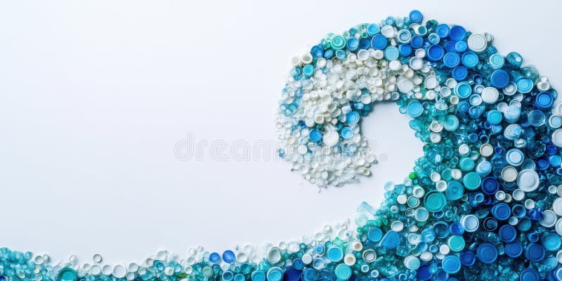 Creative Ocean Wave Design with Blue and White Plastic Pieces Stock ...