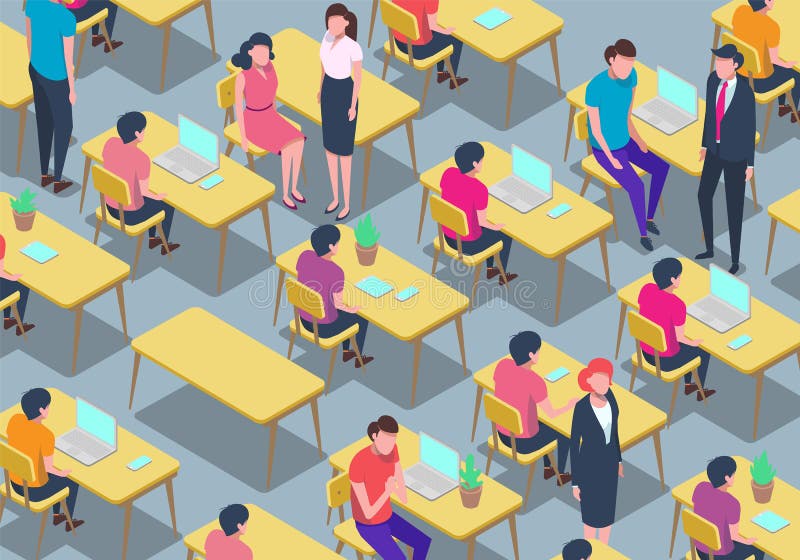 Creative Office Co-working Center. People Working in the Open Space ...