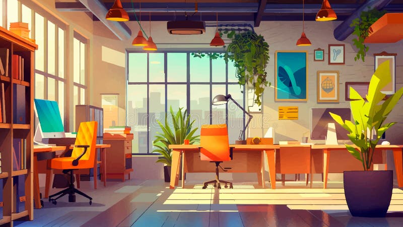 Creative Office Coworking Center Featuring Open Workspaces Modern Desks ...