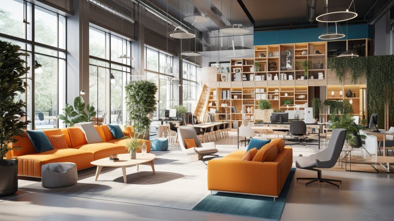 A Creative Office Design with Integrated Tech Solutions Stock ...