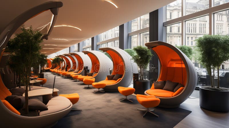 A Creative Office Design with Versatile Seating Arrangements Stock ...