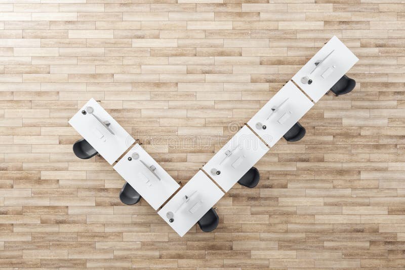 Creative Office Desk Tick Mark on Wooden Floor Background. Office, Work ...