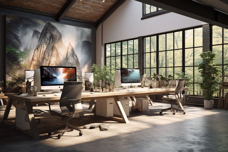 Creative Office Environment with Artwork and Stock Illustration ...