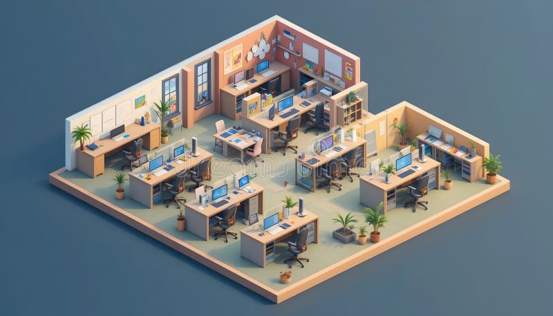 Creative Office Layout Isometric Illustration Stock Illustration ...